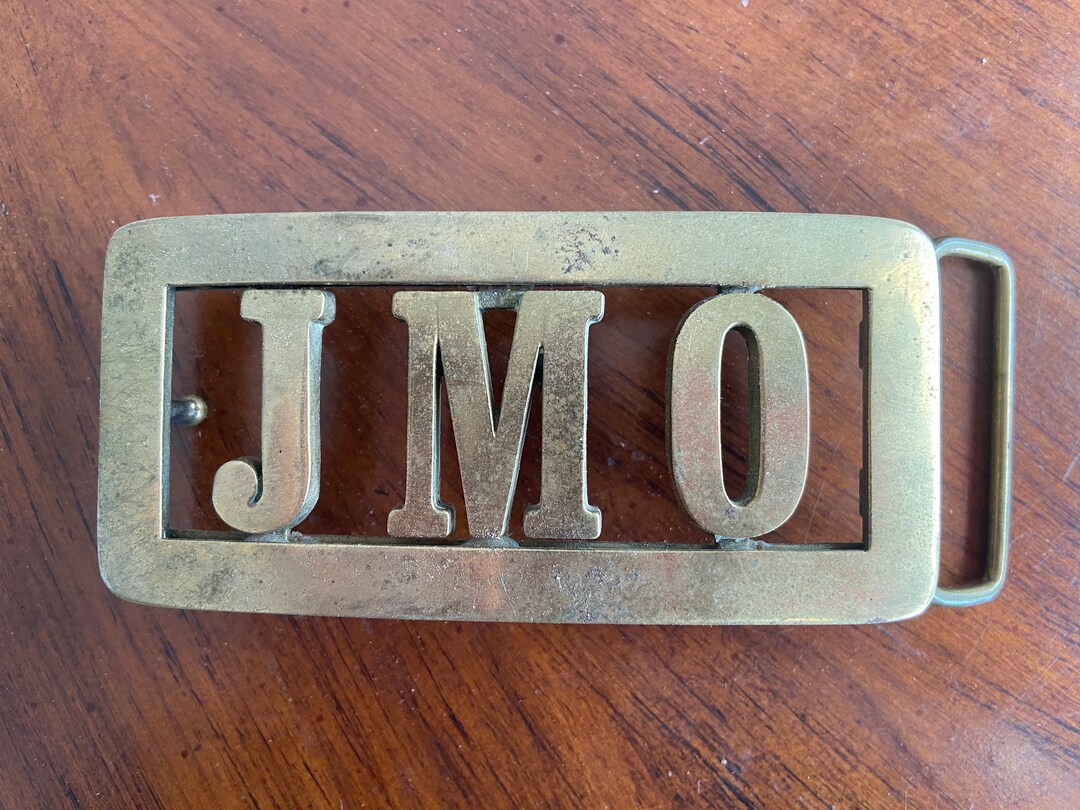 Vintage Brass Custom Belt Buckle 4 1/4 by 2 Inches. Initials JMO ...