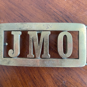 Vintage Brass Custom Belt Buckle 4 1/4 by 2 Inches. Initials JMO ...