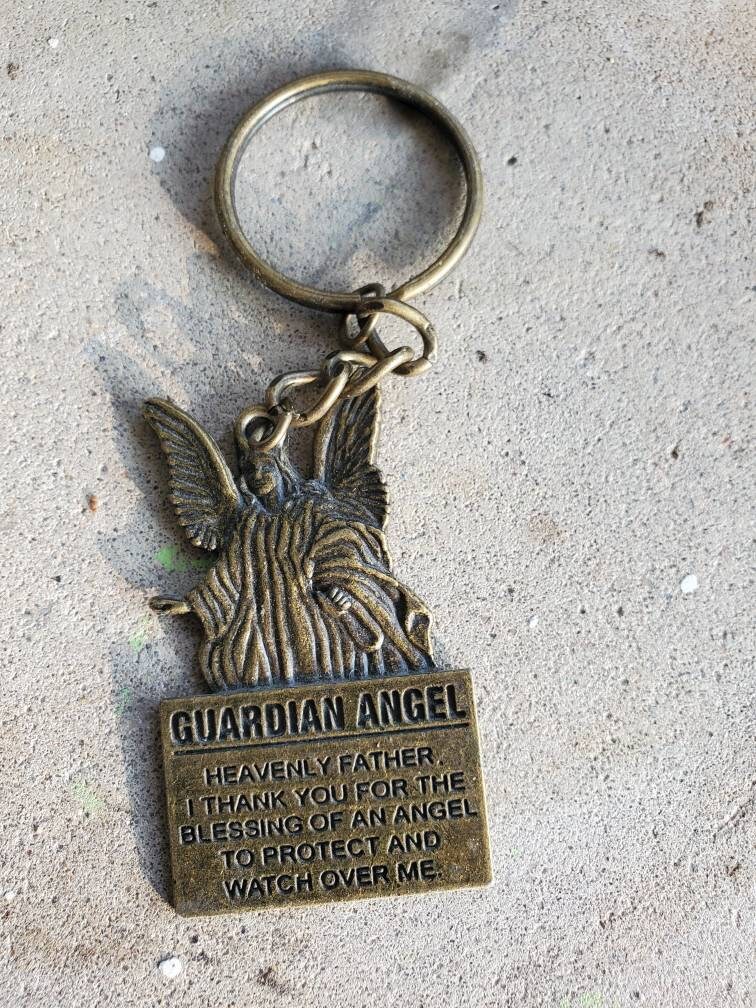 Vintage Brass Tone Guardian Angel Key Chain. All Metal. About - Etsy