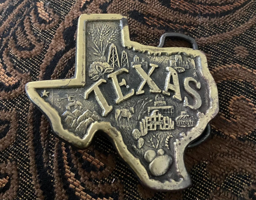 Vintage Texas Shaped Belt Buckle. Bronze Toned Metal. Very Good Used ...
