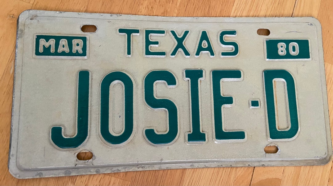 Vintage Texas License Plate 1980 Josie-d Very Good Condition. Some ...