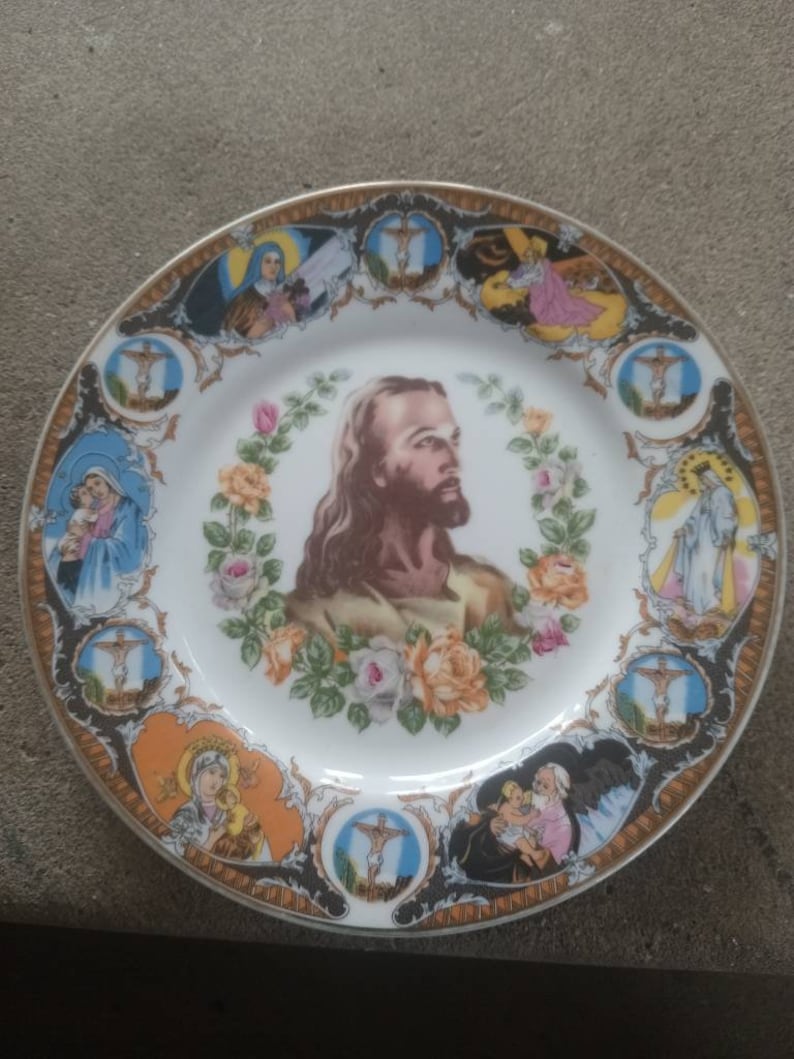 Vintage Mid Century Religious Plate. Jesus. Porcelain Transfer - Etsy