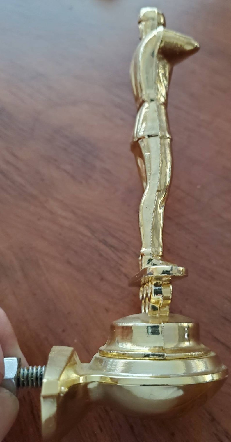 Vintage Gold Toned Metal Rat Rod Hot Rod Hood Ornament Cowl or Dash ...