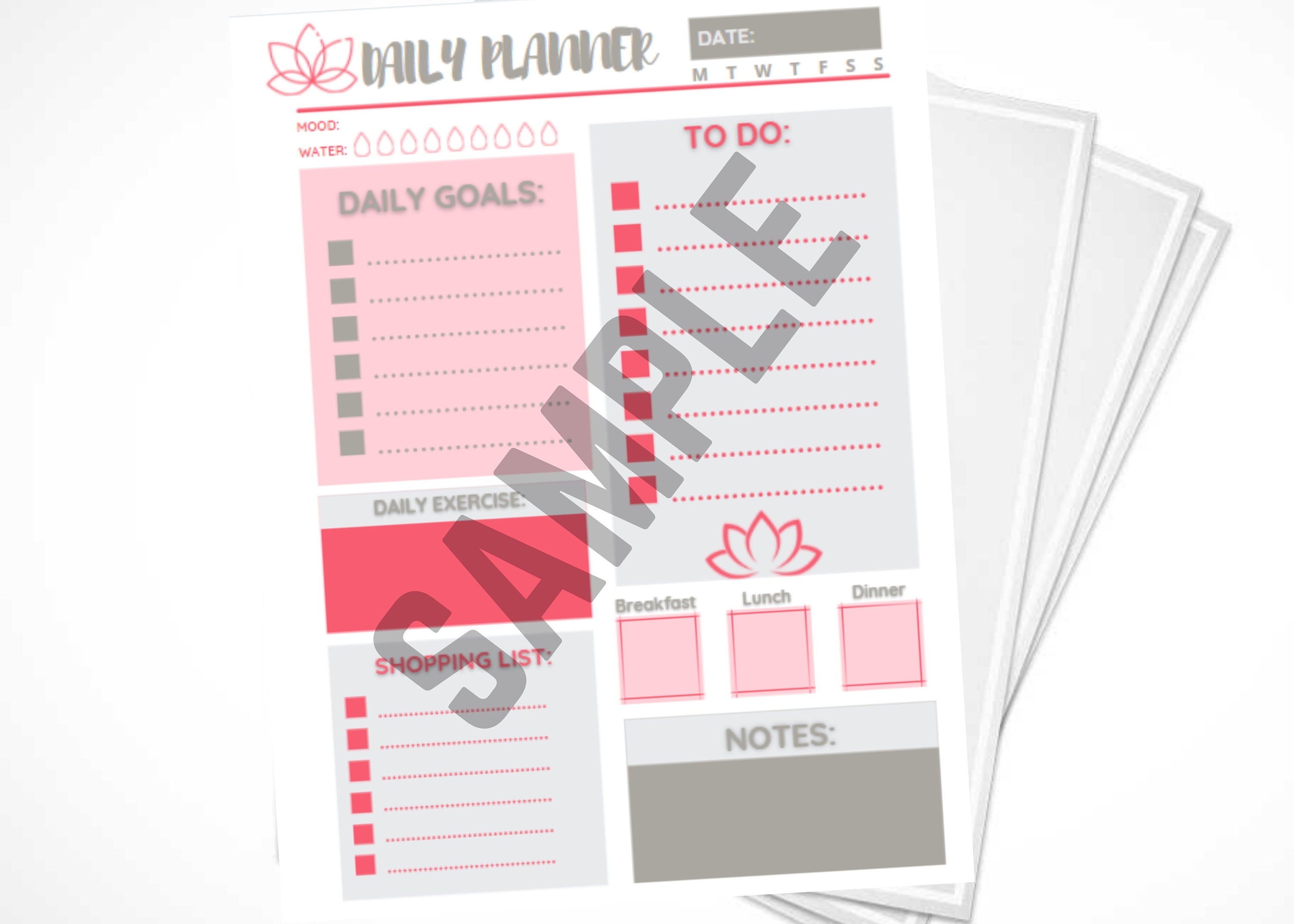 2 Printable Daily Planner Pages, Instant Download, Editable Pdf, by the ...