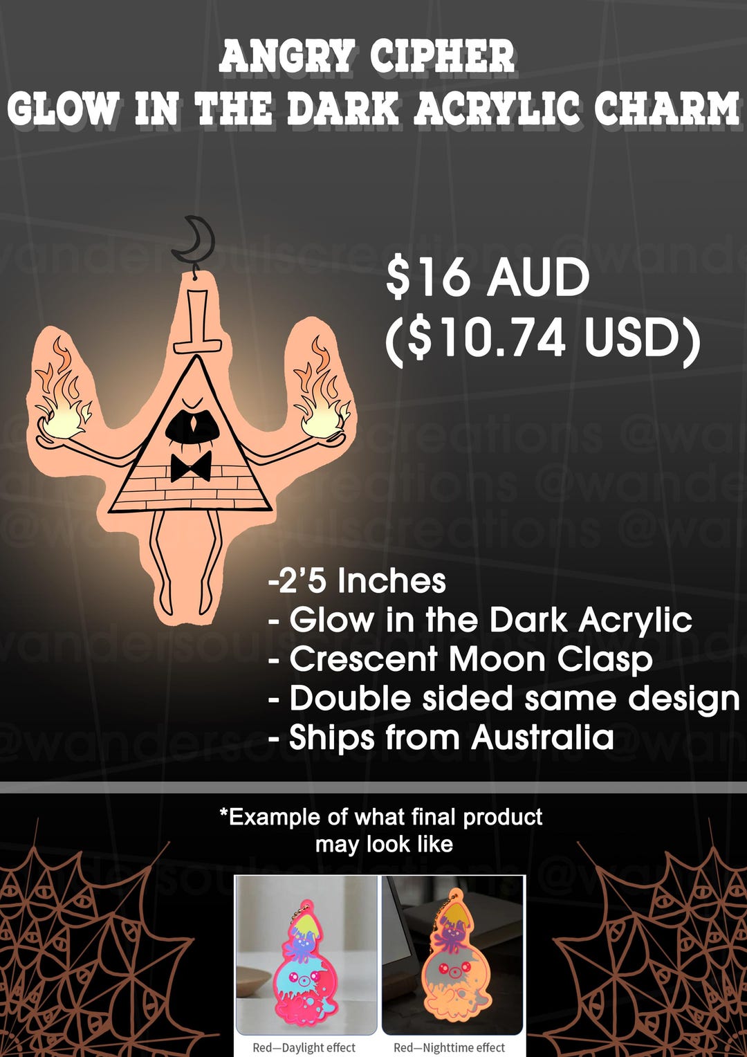 PRE ORDER Angry Cipher Demon Glow in the Dark Charm - Etsy