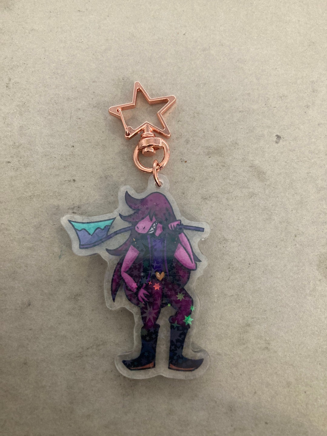 LAST CHANCE || Deltarune Susie Starry Holographic Keychain - Etsy
