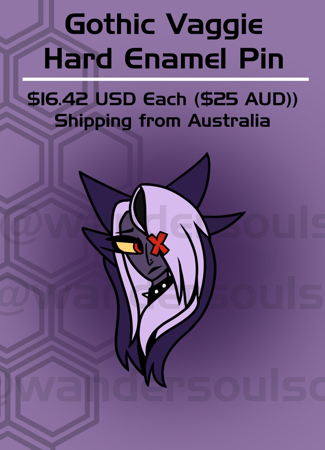 PRE ORDER Gothic Vaggie Fallen Angel Queen Hellaverse Fan-made Pins - Etsy