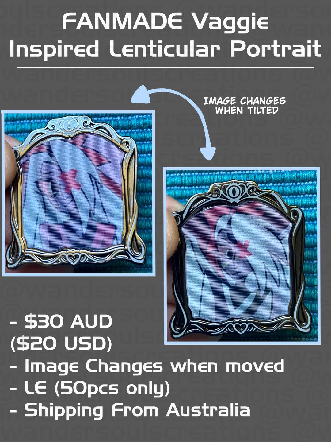 FANMADE Vaggie Inspired Lenticular Changing Portrait Pin - Etsy UK