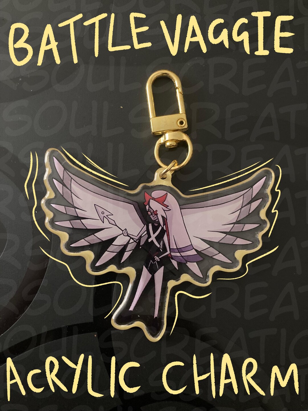 Battle Fallen Angel Vaggie Gold Rimmed Acrylic Keychian - Etsy