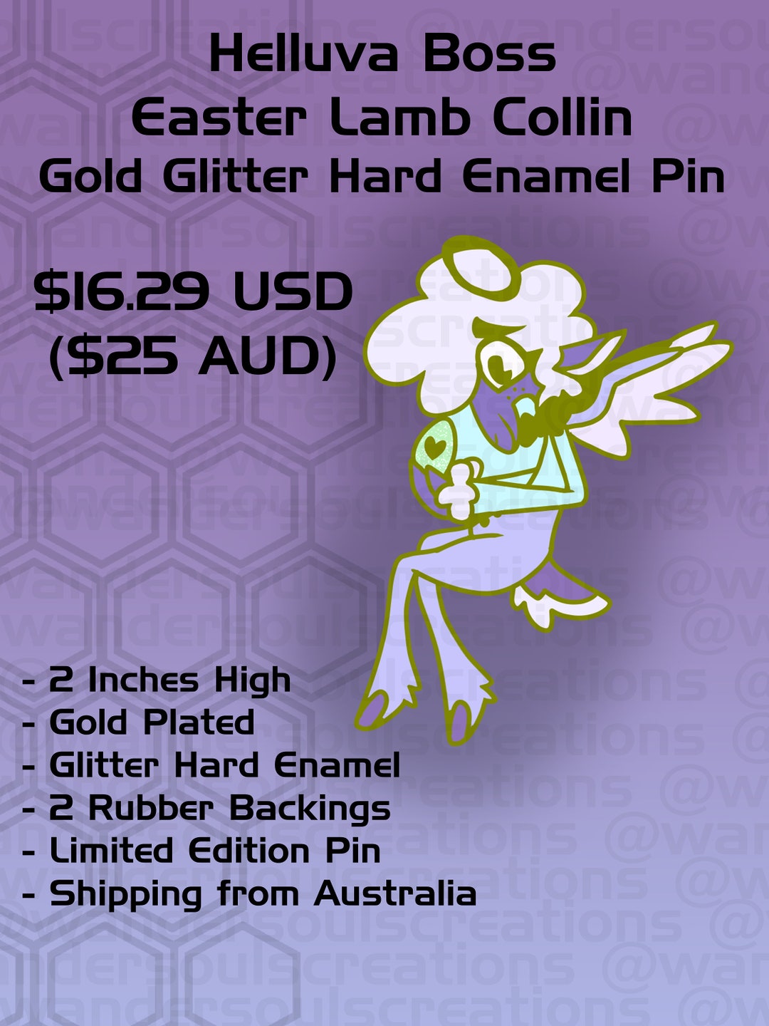 PRE ORDER Helluva Boss Easter Lamb Collin Gold Enamel Pin - Etsy