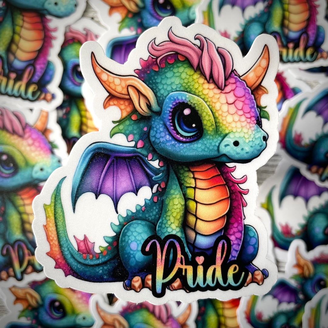 Rainbow Pride Dragon Diecut Sticker, Vibrant, Diversity Sticker, Laptop ...