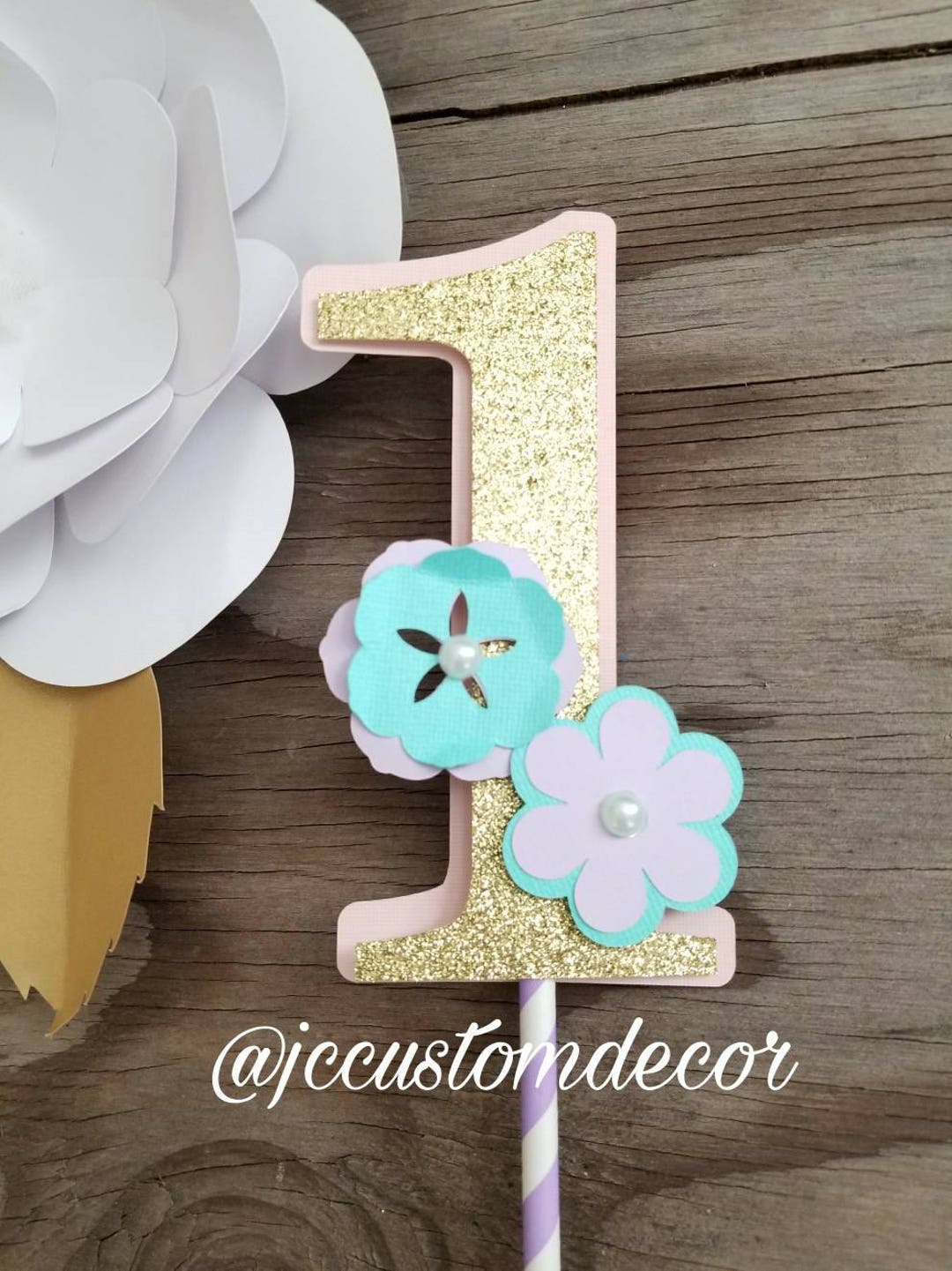 One Flower Cake Toppers-1st Birthday Flower Cake Topper-flower Cake ...