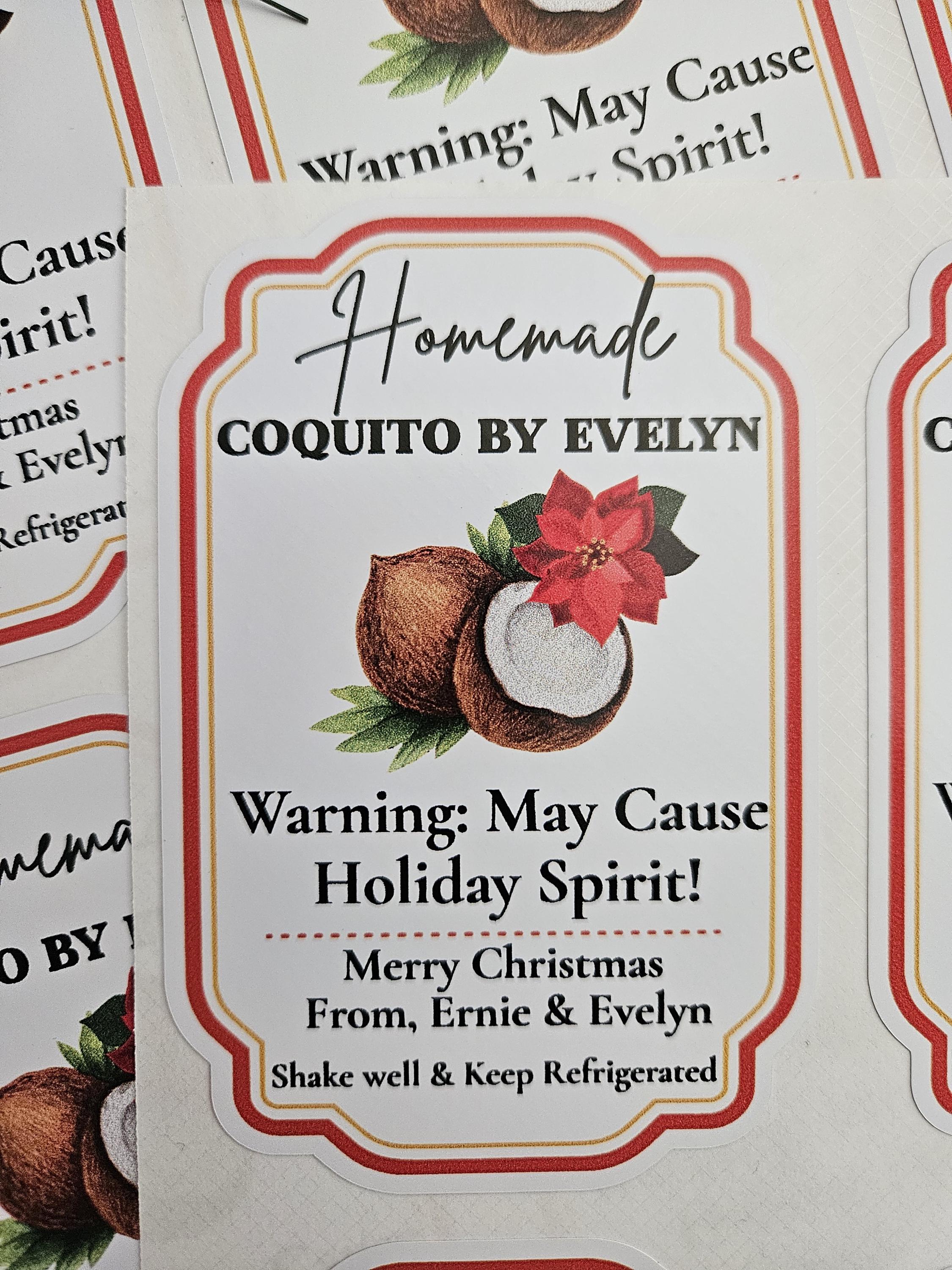 Coquito Gift Labels-christmas Coquito Label Tag-holiday Bottle Tags ...