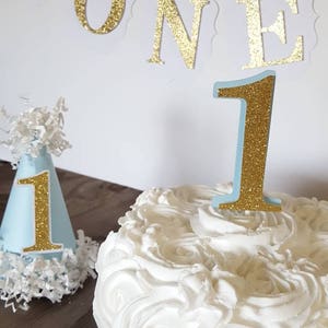 One Gold Silver Cake Topper-one Cake Topper-first Birthday Boy Girl ...