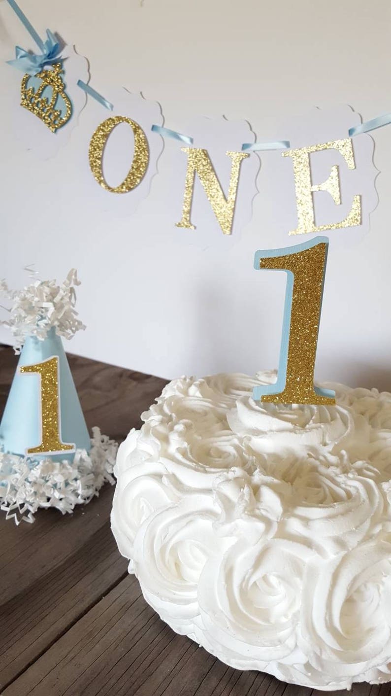 One Gold Silver Cake Topper-one Cake Topper-first Birthday Boy - Etsy