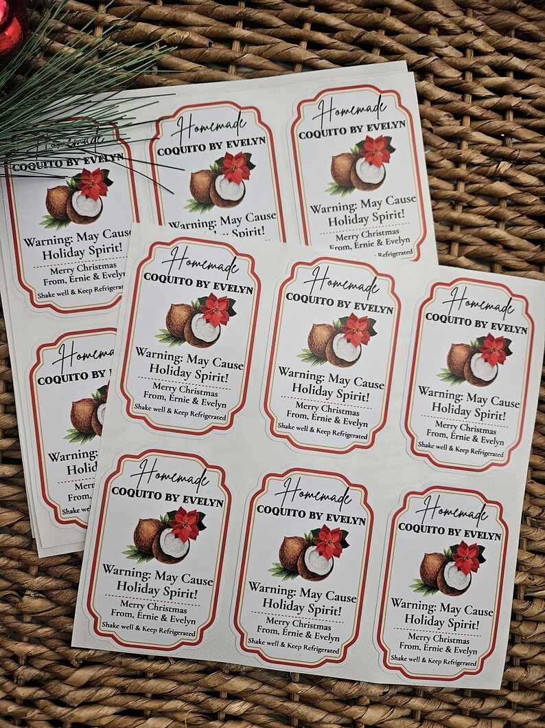 Coquito Gift Labels-christmas Coquito Label Tag-holiday Bottle Tags ...