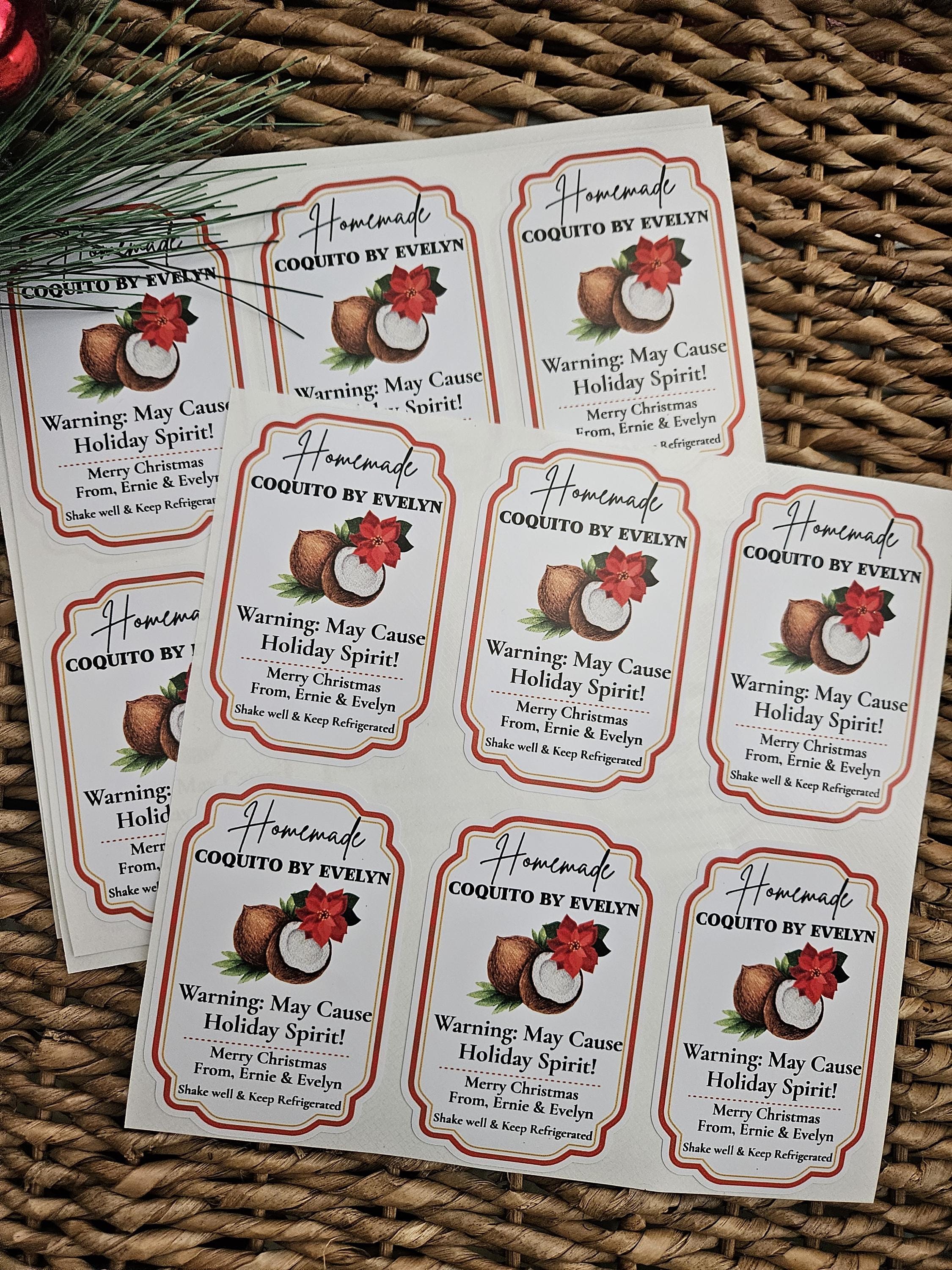 Coquito Gift Labels-christmas Coquito Label Tag-holiday Bottle Tags ...