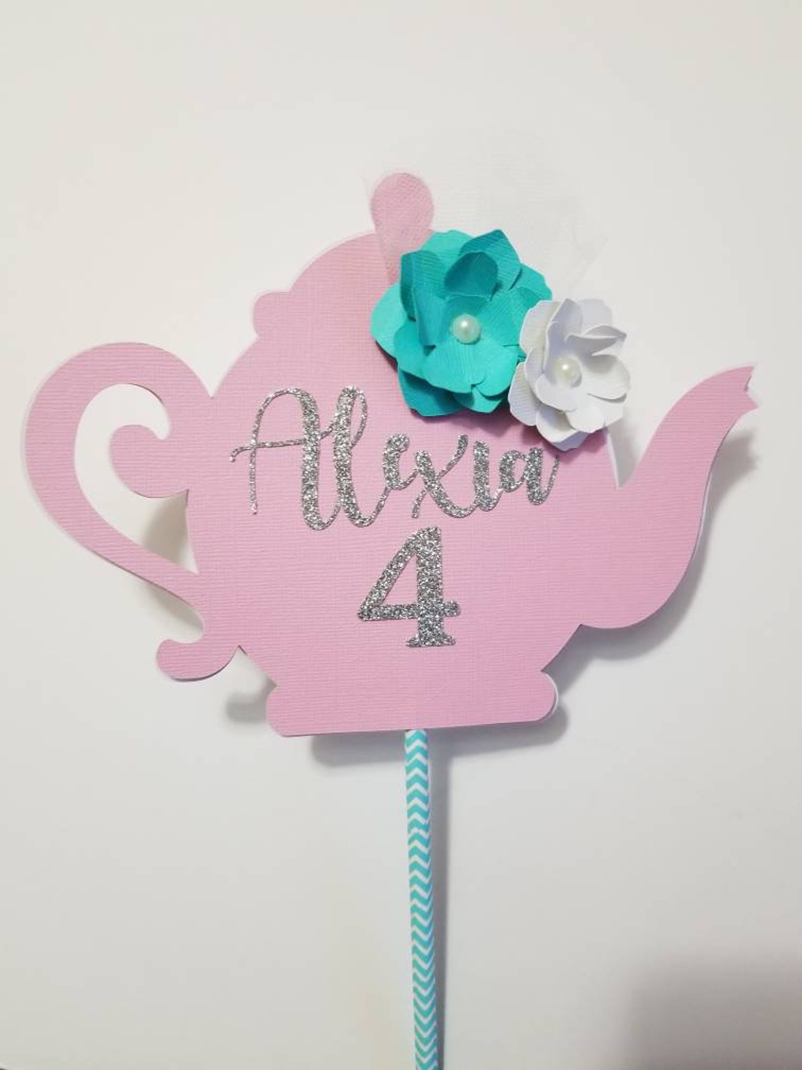 Tea party Cake topper-Teapot theme birthday topper-Teacup | Etsy