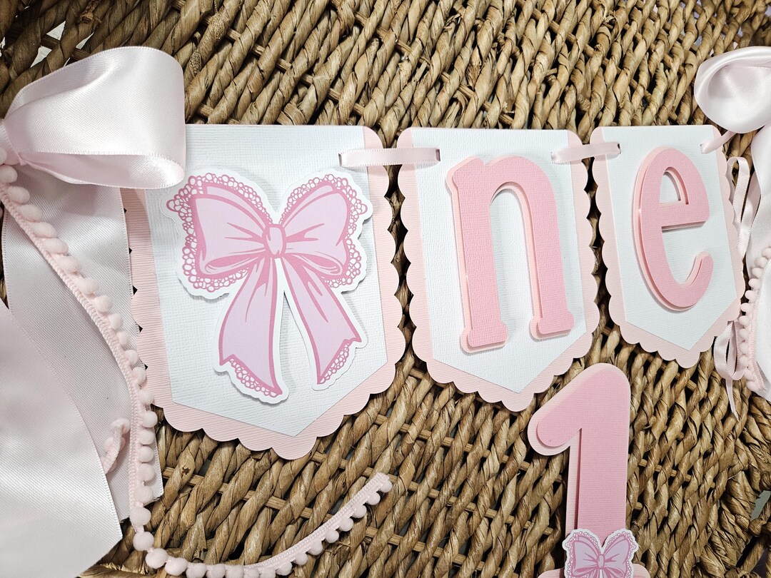 Pink Coquette Bow One Birthday Banner-first Birthday Coquette Party ...