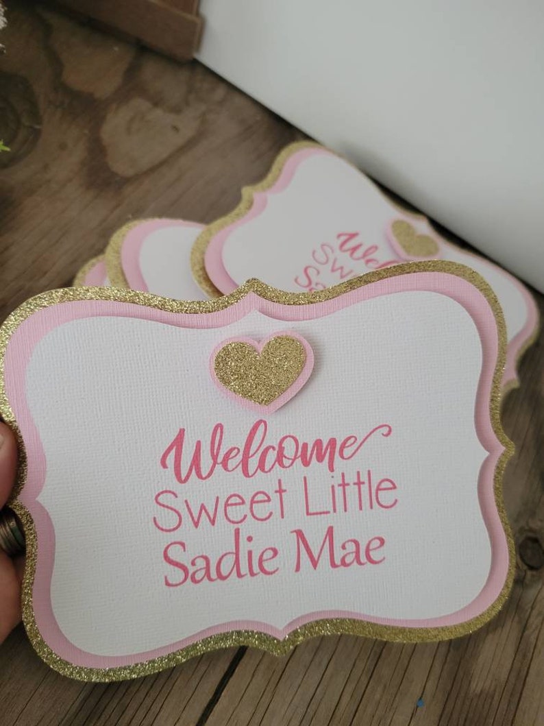 Welcome Baby Girl Tag-diaper Cake Sign-baby Girl - Etsy
