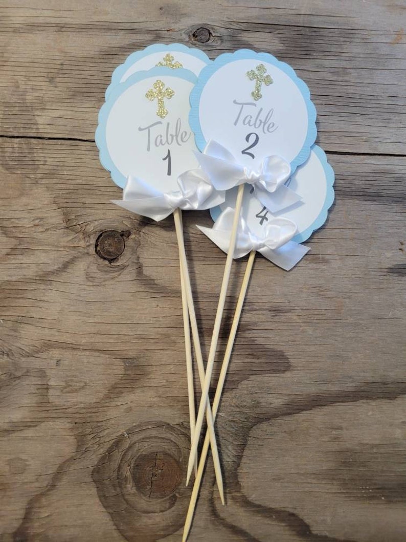 Baptism Table Number Centerpiece-baptism Table Numbers-table - Etsy