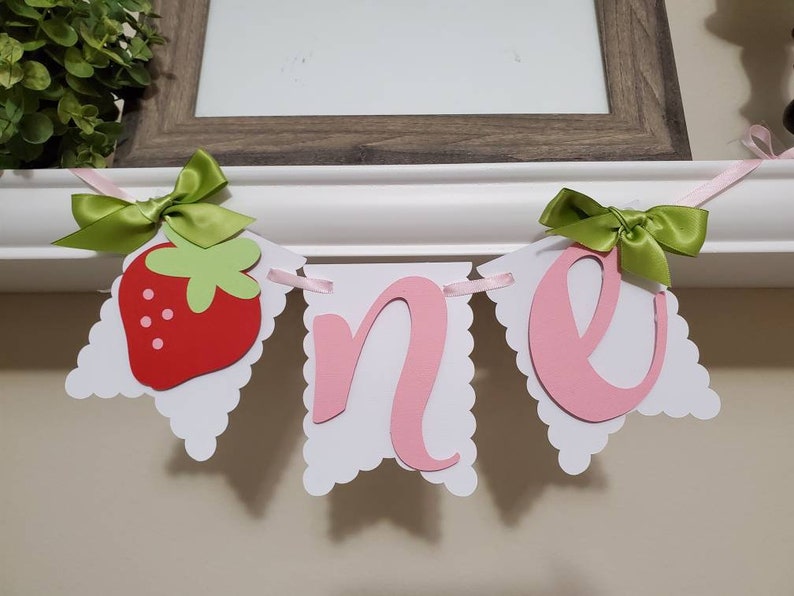Strawberry One Banner-strawberry Theme Birthday Banner-strawberry ...