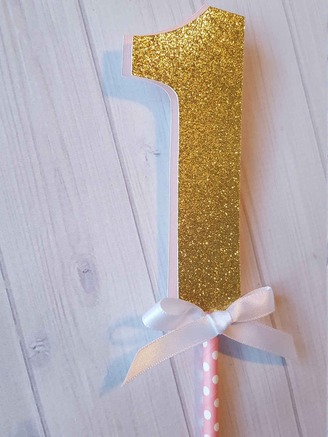 1 One Girl Boy Birthday Cake Topper- 1 One Pink Gold Silver Cake Topper ...