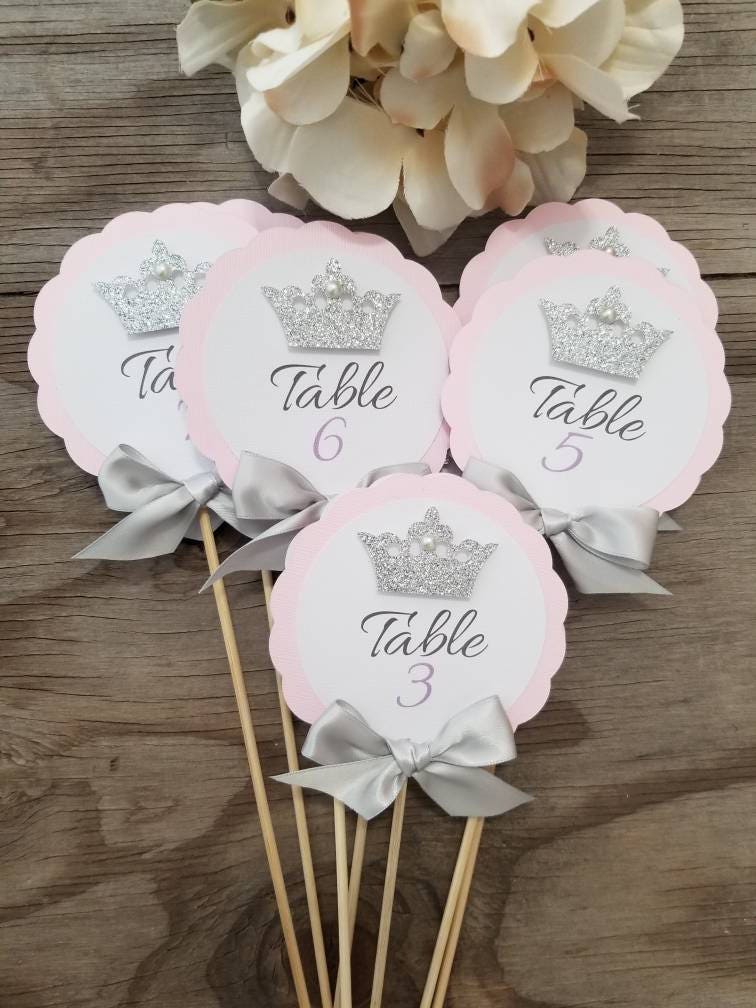 Princess Crown Table Numbers-princess Crown Birthday | Etsy