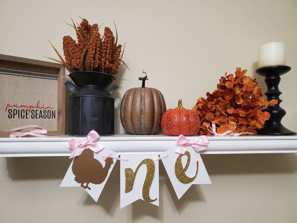 One Little Turkey Girl Banner-girl Turkey One Banner-one - Etsy