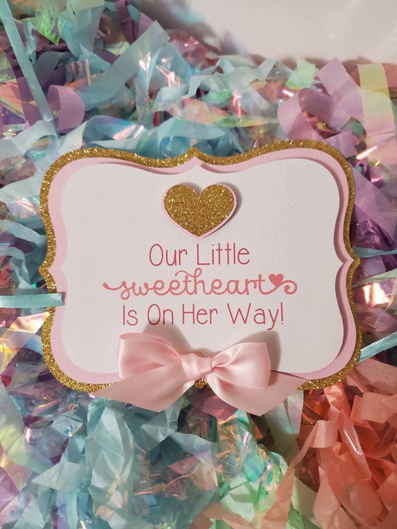 Baby Girl Sweetheart Diaper Cake Sign-baby Girl Centerpiece-girl Baby ...