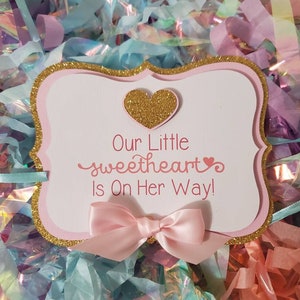 Baby Girl Sweetheart Diaper Cake Sign-baby Girl Centerpiece-girl Baby ...
