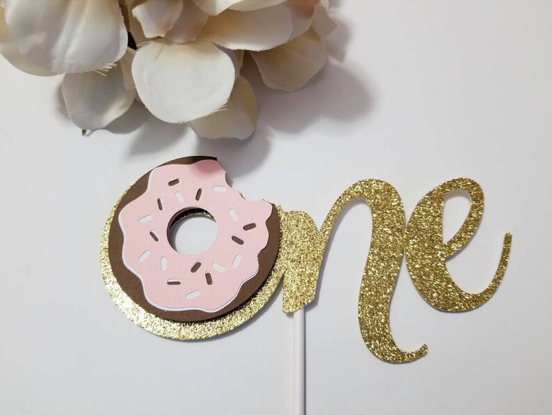 One Donut Girl Cake Topper-one Donut Cake Topper-pink Gold One | Etsy