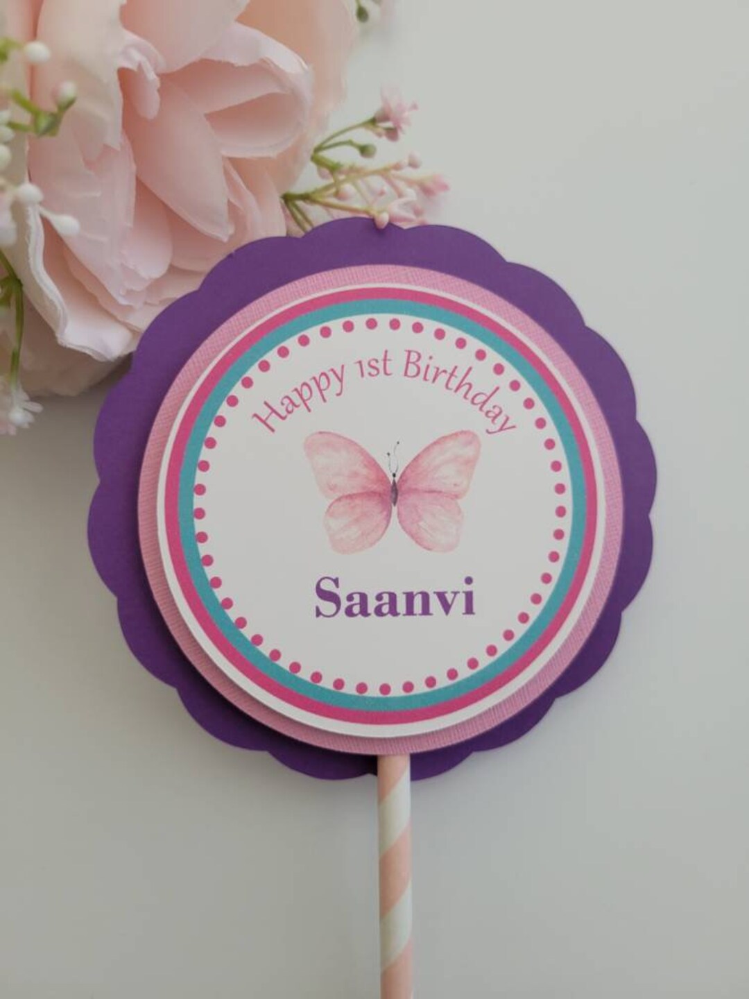 Butterfly Personalized Name Birthday Centerpiece-first Birthday ...