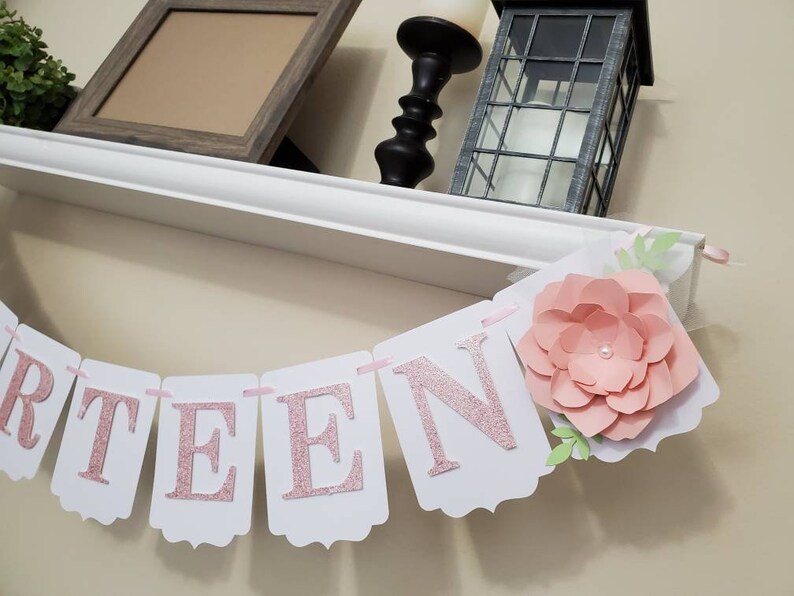 13 Girl Banner-thirteen Birthday Banner-thirteen Flower - Etsy