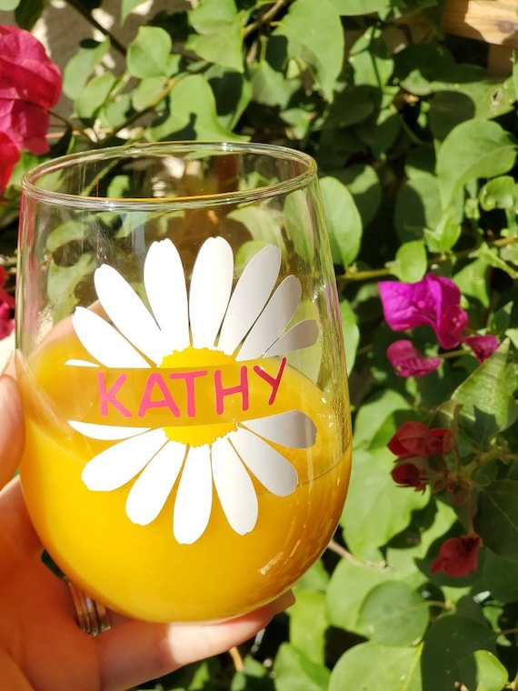 Daisy Flower Wine Glass-daisy Wine Glass-daisy Gift-daisy Name | Etsy