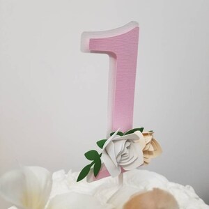 One Cake Topper-age Cake Topper-1 Cake Topper-gold Pink Birthday Cake ...