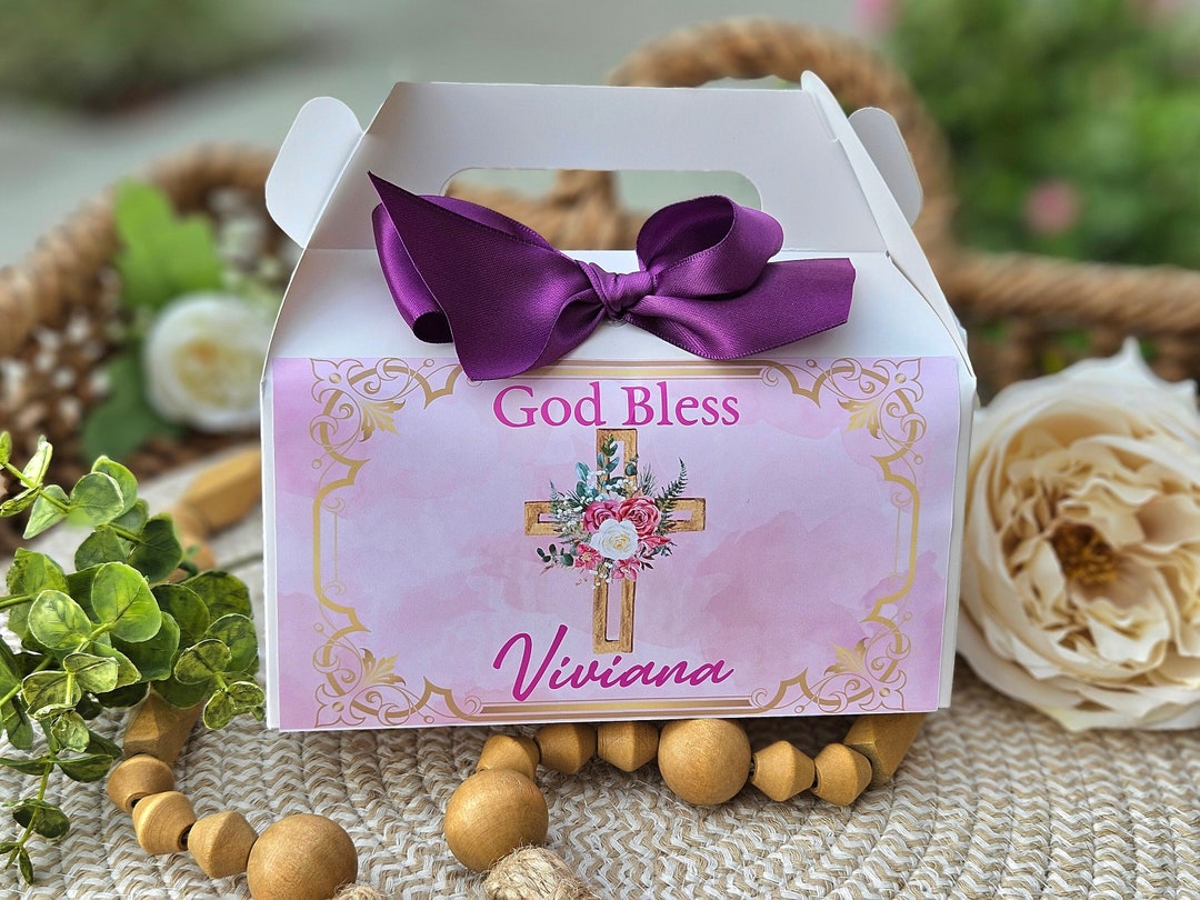 Girl Baptism White Gable Favor Boxes-bautizo Gable Boxes-any Theme ...