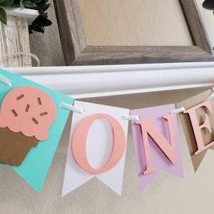 One Ice Cream Banner-one Ice Cream Theme Birthday Banner-ice Cream ...