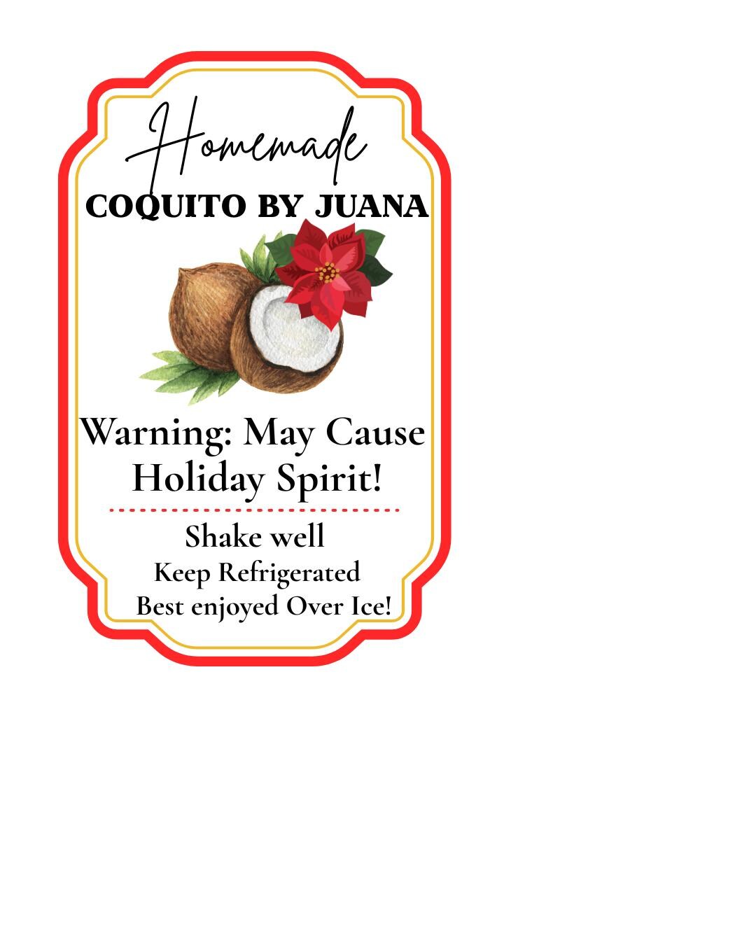 Coquito Gift Labels-christmas Coquito Label Tag-holiday Bottle Tags ...