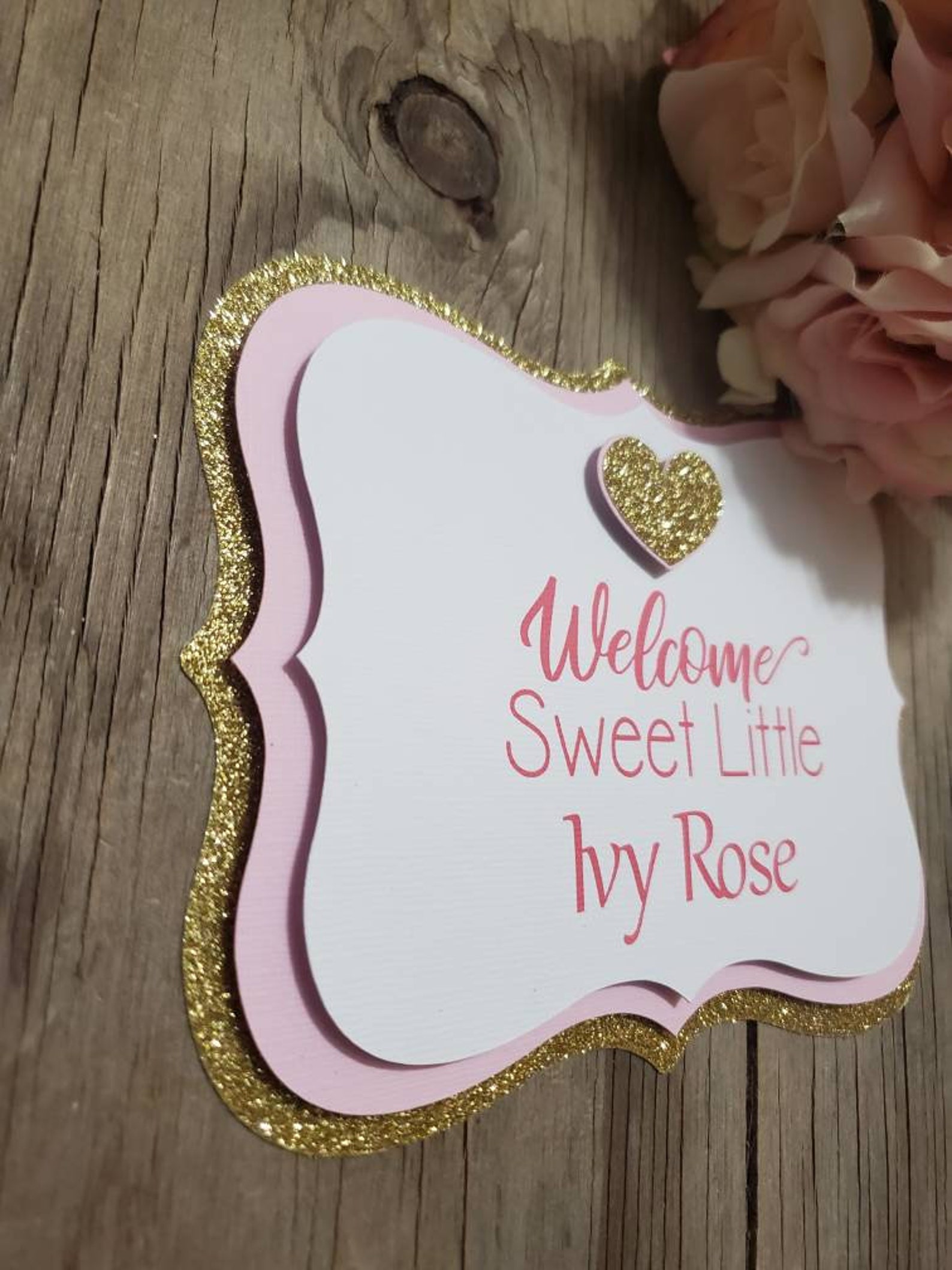 Welcome Baby Girl Tag-diaper Cake Sign-baby Girl - Etsy