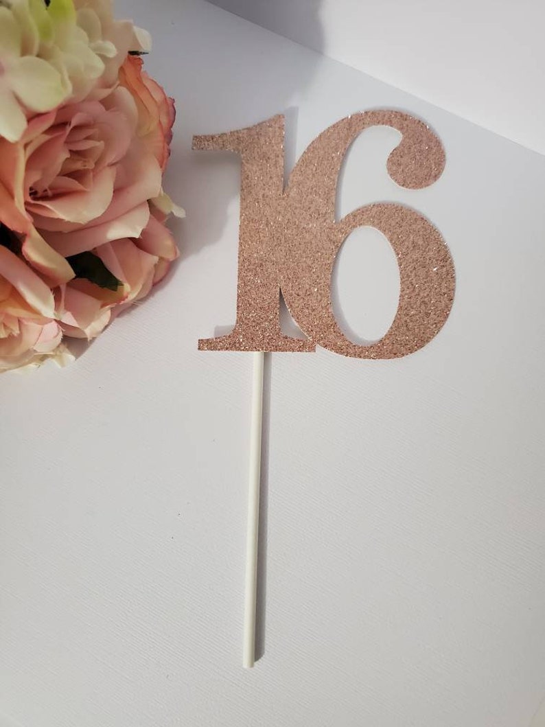 16 Cake Topper, Any Age Cake Topper, Glitter Cake Topper-16 Birthday ...