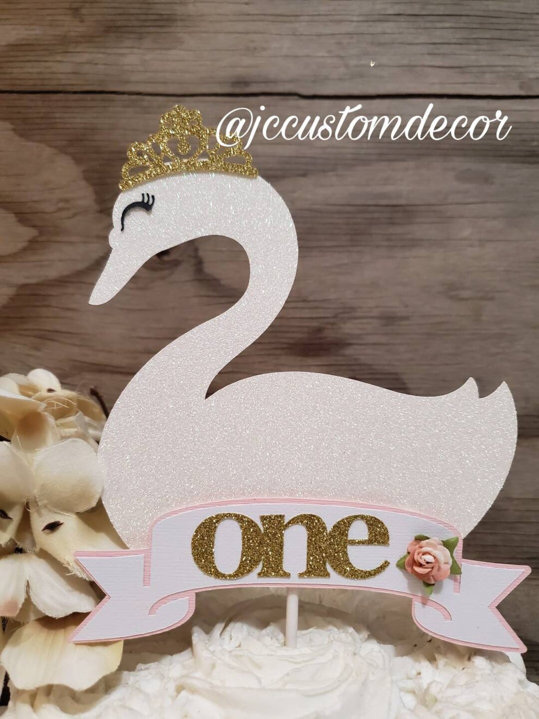 One Swan Cake Topper-swan Cake Topper-swan Birthday Cake Topper-swan ...