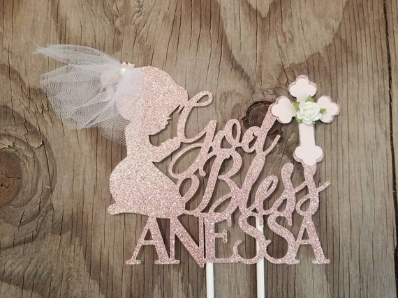 First Communion Girl Cake Topper-veil Communion Cake - Etsy