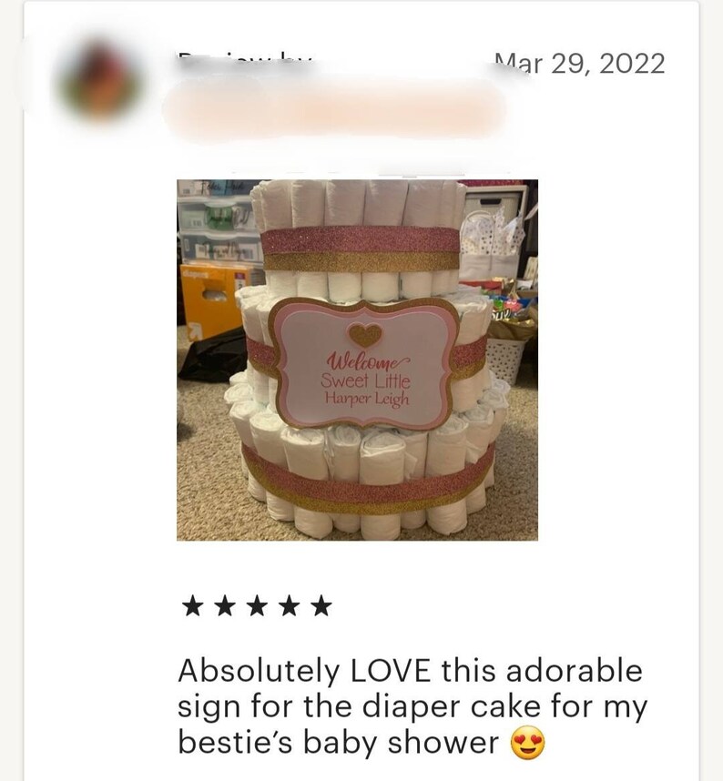 Welcome Baby Girl Tag-diaper Cake Sign-baby Girl - Etsy