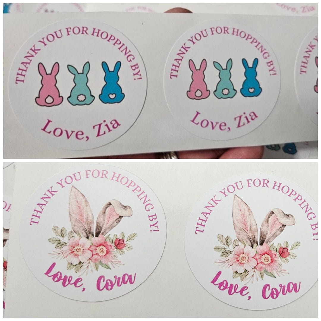 Thank You for Hopping by Birthday Favor Sticker Tags-bunny Birthday ...