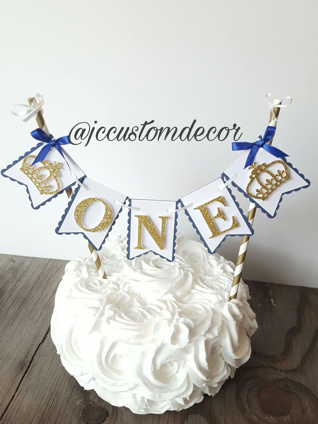 One Prince Theme Crown Bunting Cake Topper-one Crown Prince Themecake ...