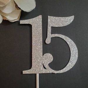 15 Cake Topper, Any Age Cake Topper, Glitter Cake Topper-15 Birthday ...