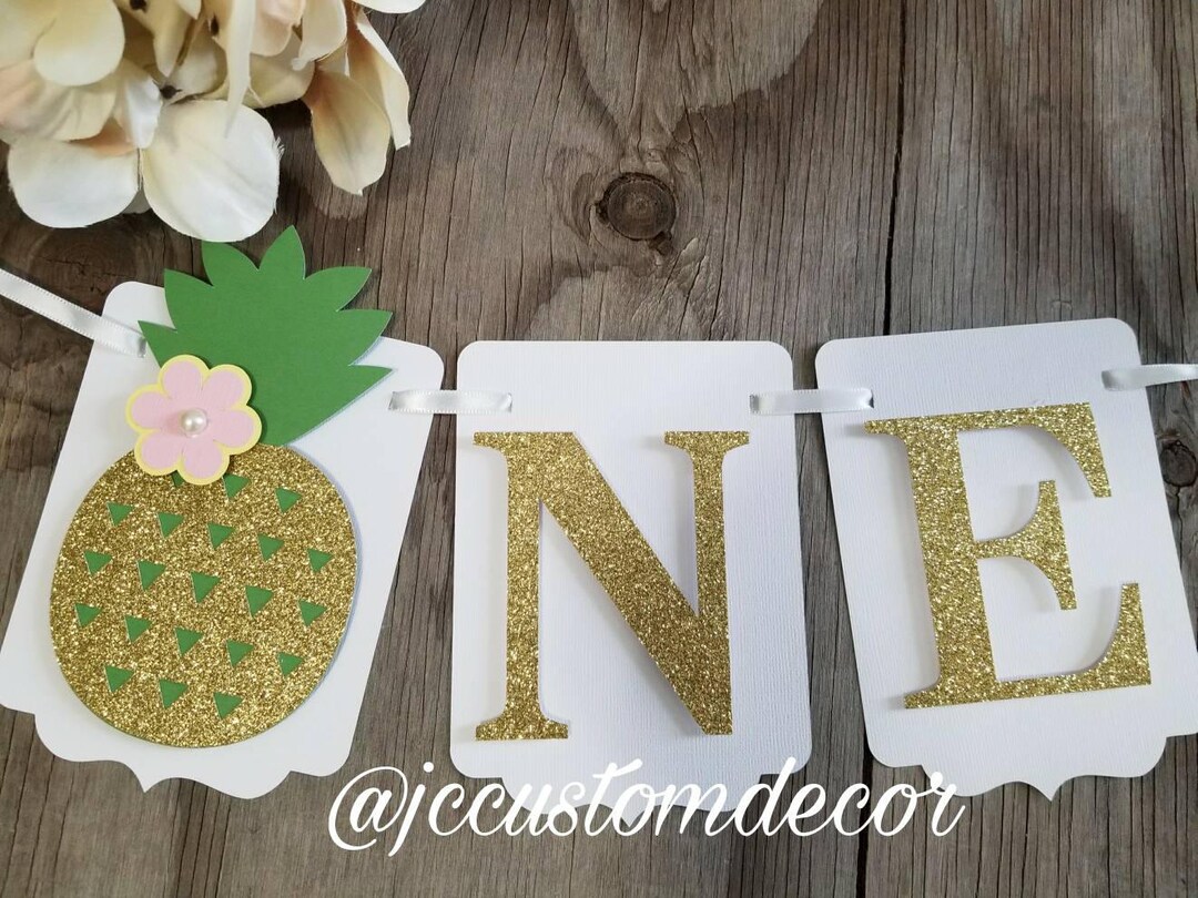 Hawaiian One Pineapple Banner-pineapple Birthday Banner-hawaiian ...