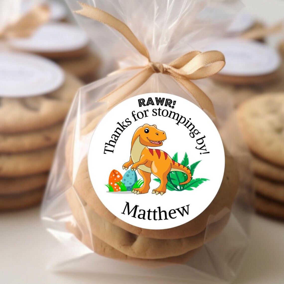 Kids Dinosaur Birthday Thank You Sticker Label-dinosaur Theme Birthday ...