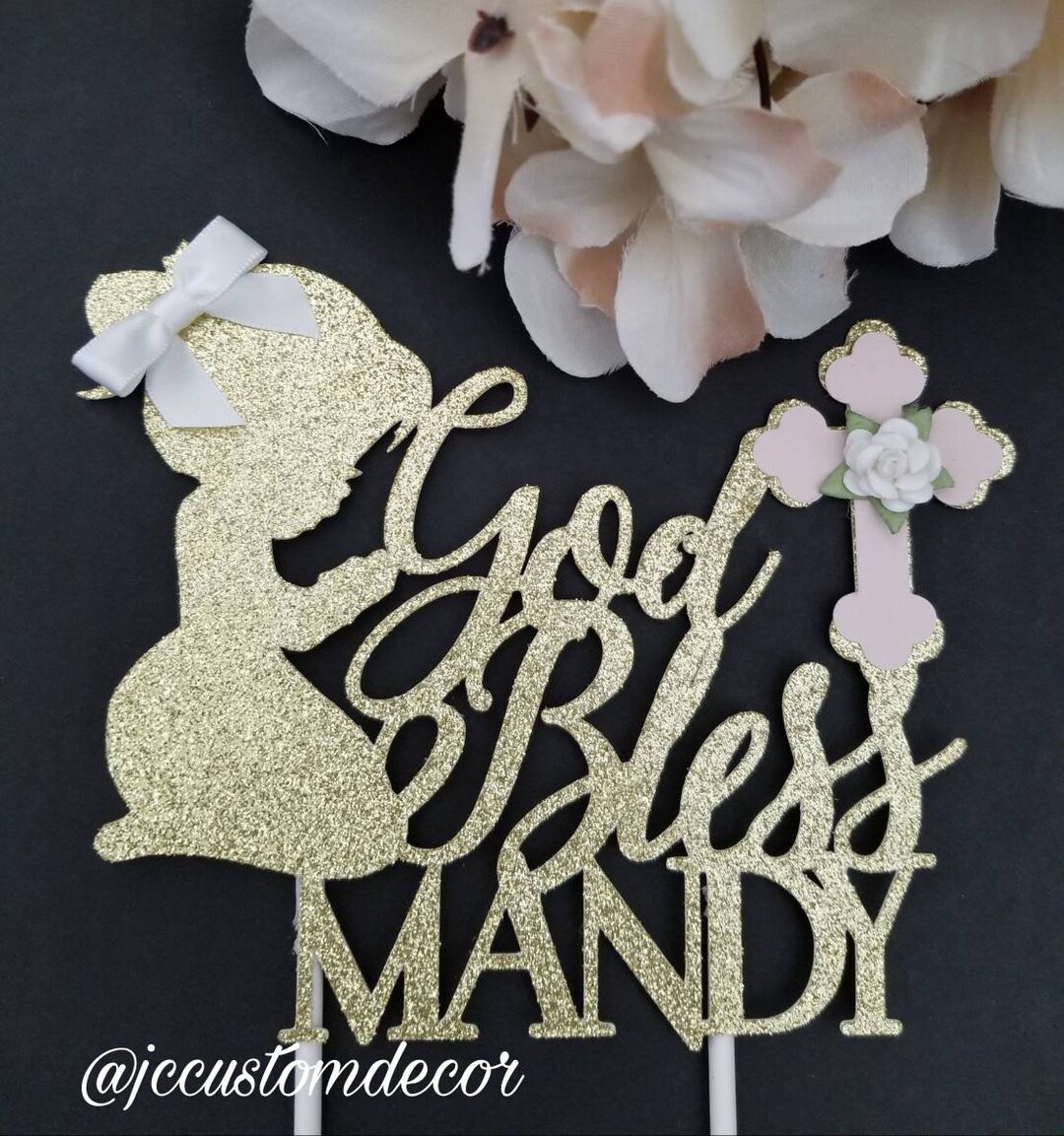 Praying Little Girl Cake Topper-praying Girl God Bless Cake Topper-girl ...